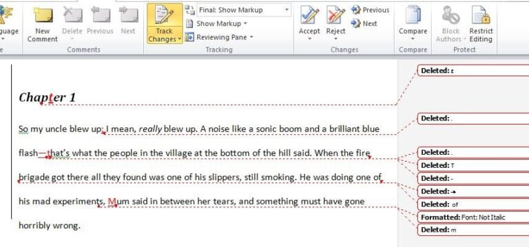 Working with Track Changes - notes for authors - www.editorial.ie